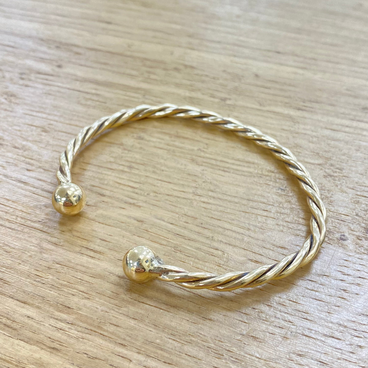 Preloved 9ct Yellow Gold Twisted Torque Bangle James Bishop Jewellery